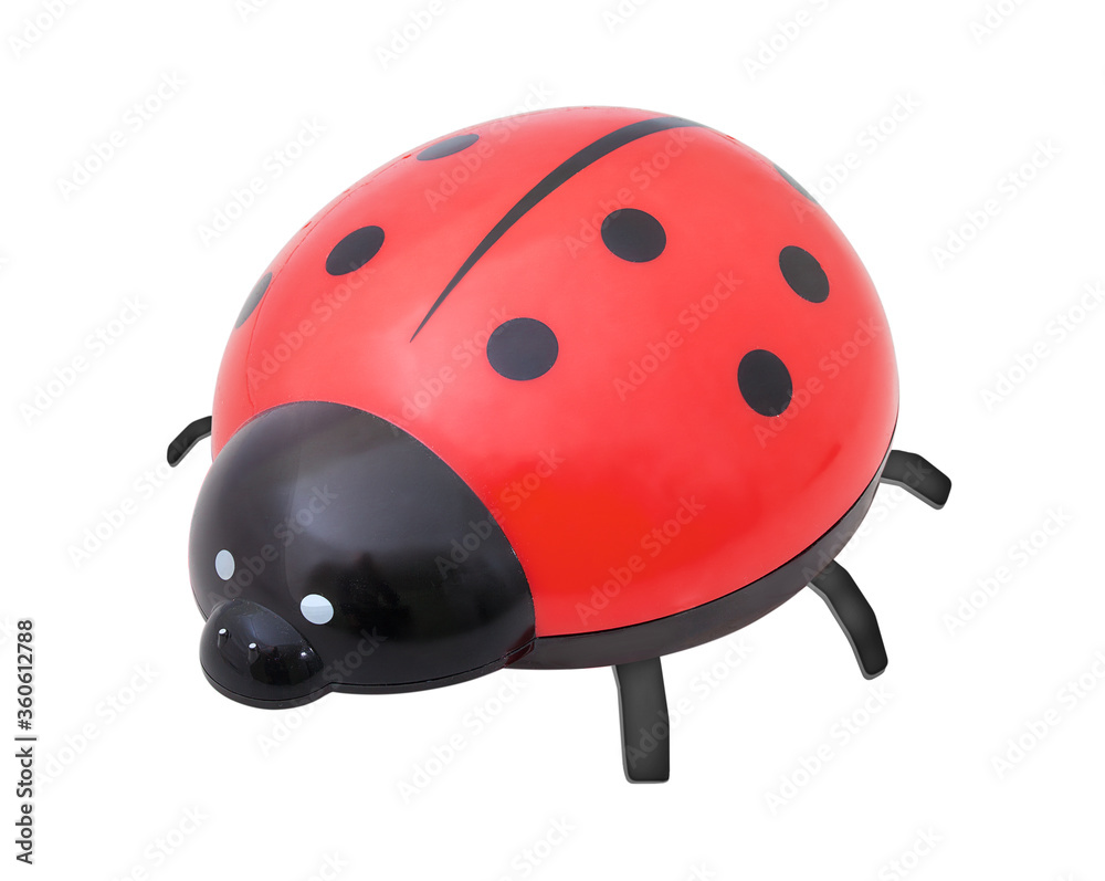 Ladybird toy isolated on white background with clipping path. Cutout of ...