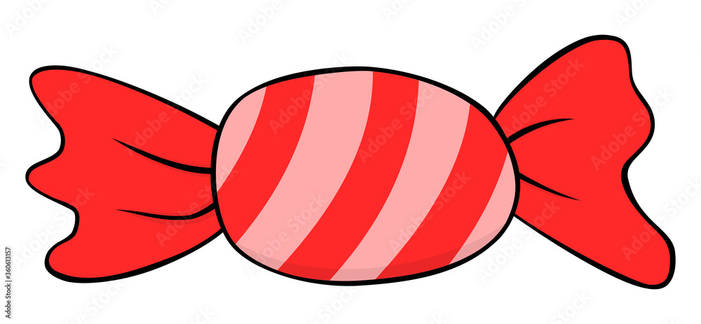 Cartoon red candy icon. Sweet vector illustration isolated on white ...