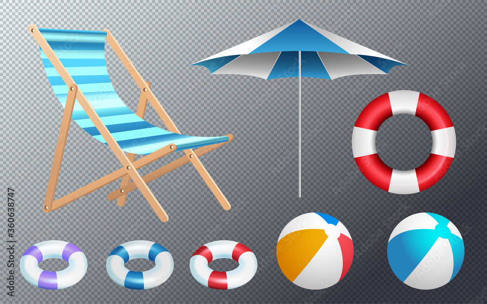 Vector set of equipment and accessory for water pool. Isolated on ...