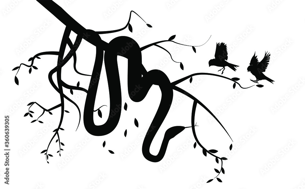 Viper snake silhouette in tree hunting bird Stock Vector | Adobe Stock