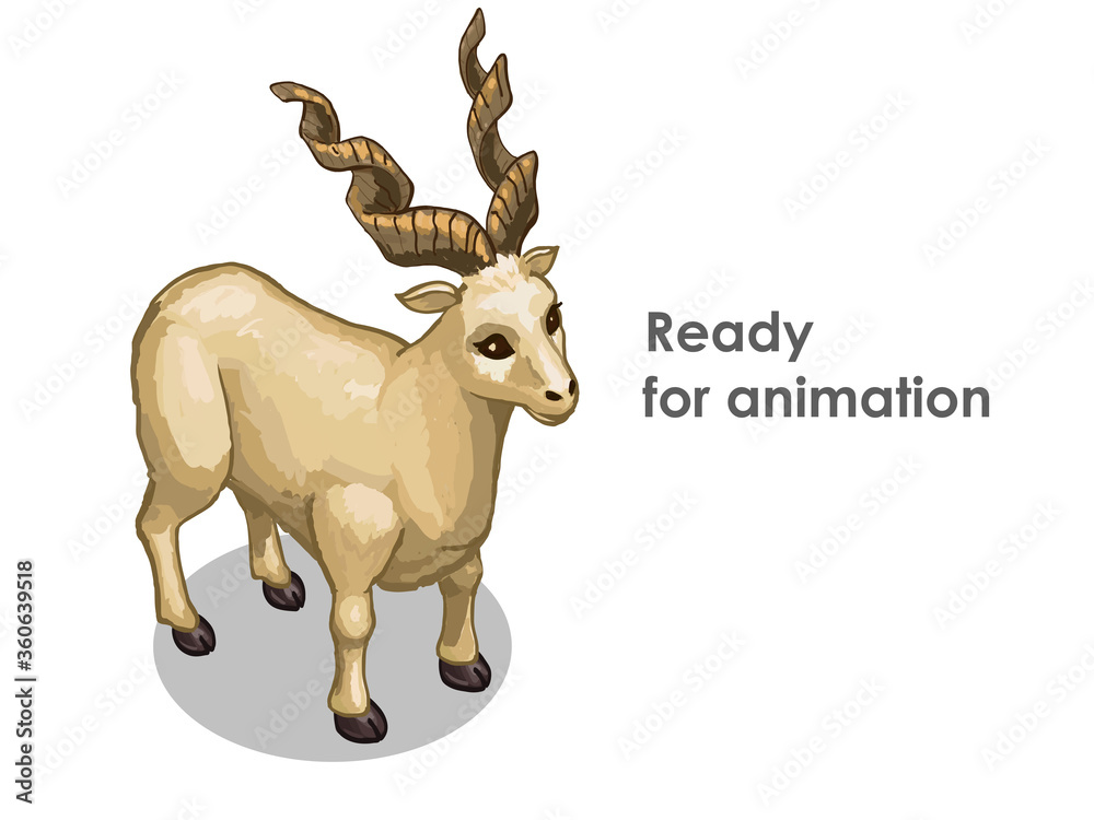 Isometric goat Markhor game art ready for animation Stock Vector ...