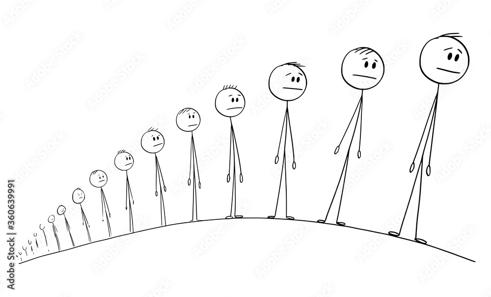 Vector cartoon stick figure drawing conceptual illustration of men or ...