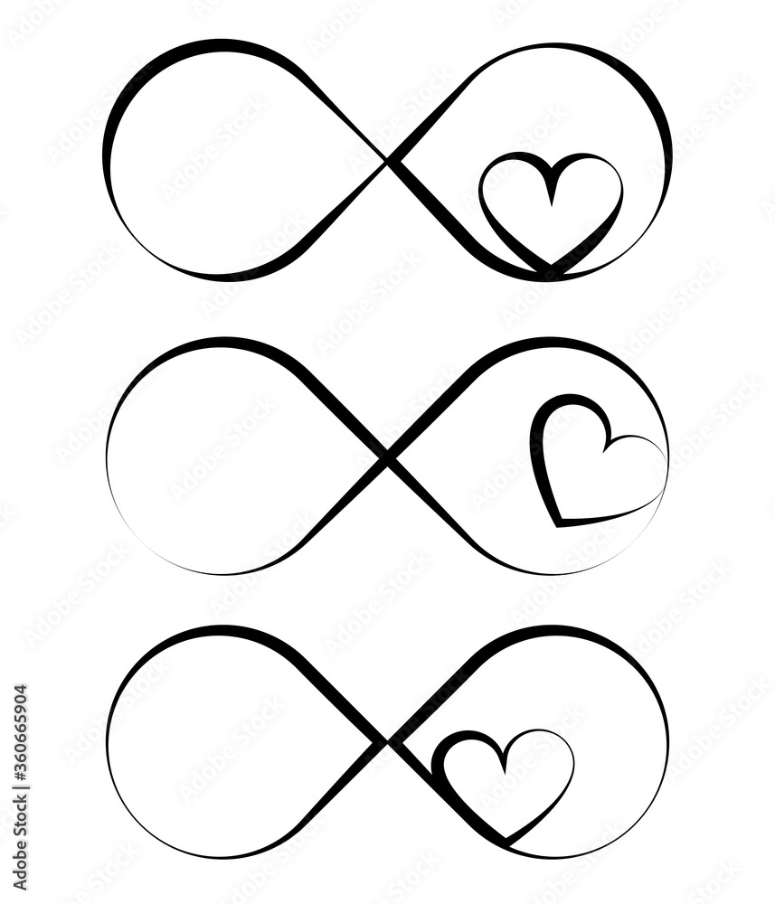 Infinity symbols intertwined with heart. Love forever. Hand lettering ...