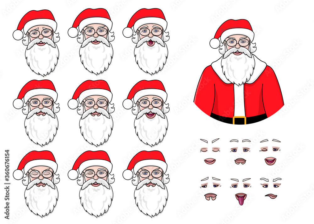 Set of Santa Claus different emotions for animation and motion video ...