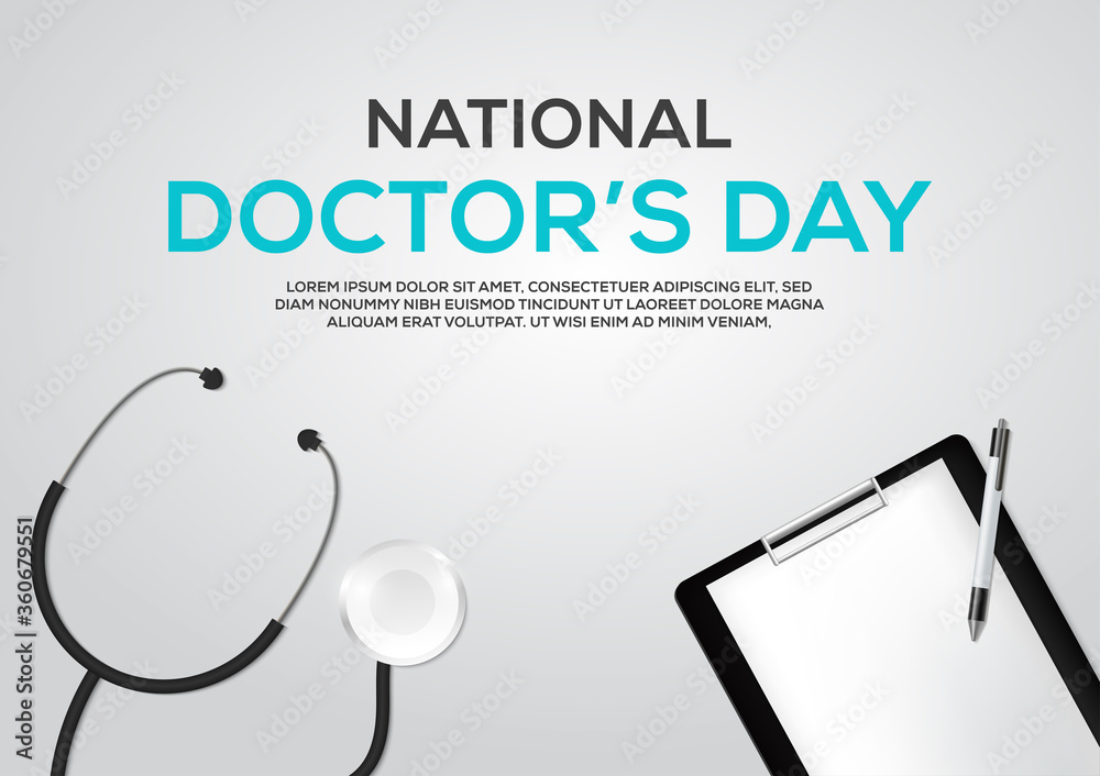 national doctors day vector poster, stethoscope and clipboard concept ...