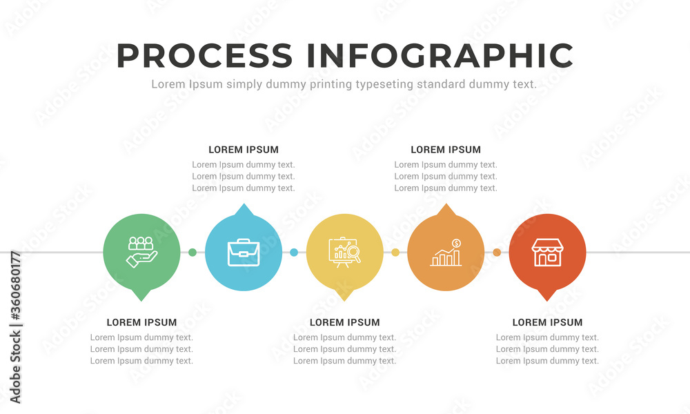 Line step infographic. 5 options workflow diagram, number infograph ...