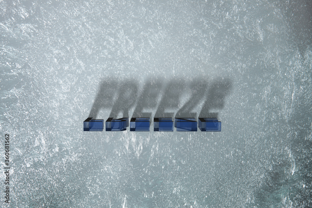 Words on a Ice sheet background. freeze blocks and shadows. Stock ...