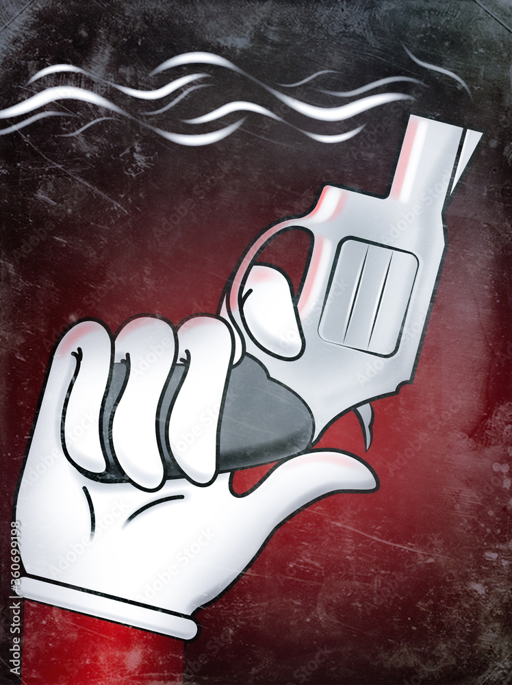 hand drawn cartoon illustration hand with gun Stock Illustration ...