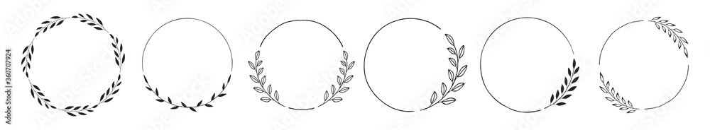 Set of black laurels frames branches. Vintage laurel wreaths collection ...