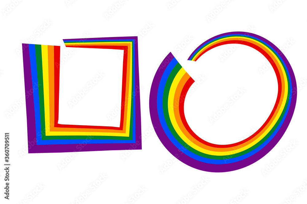 Flag LGBT icons, round and squared frames. Template border, vector ...