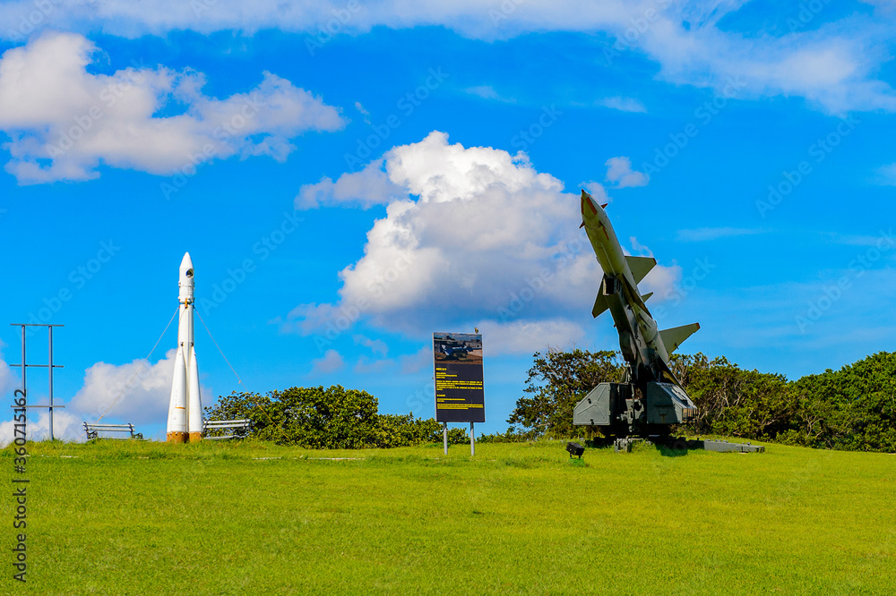HAVANA, CUBA - SEP 5, 2017: Rockets at The exhibition of the Soviet ...