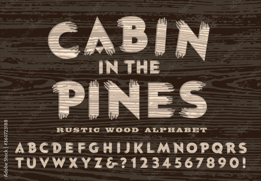 A Rustic Carved Wood Alphabet in the Style of a Backwoods Cabin Door or ...