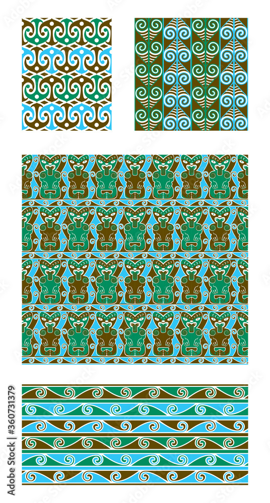Maori Traditional Seamless Vector Patterns Set Stock Vector | Adobe Stock