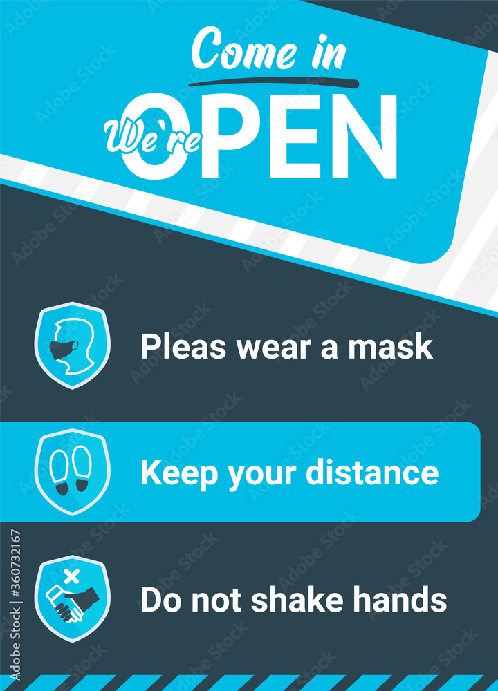 Poster Come in We're Open printable and social media: keep your ...