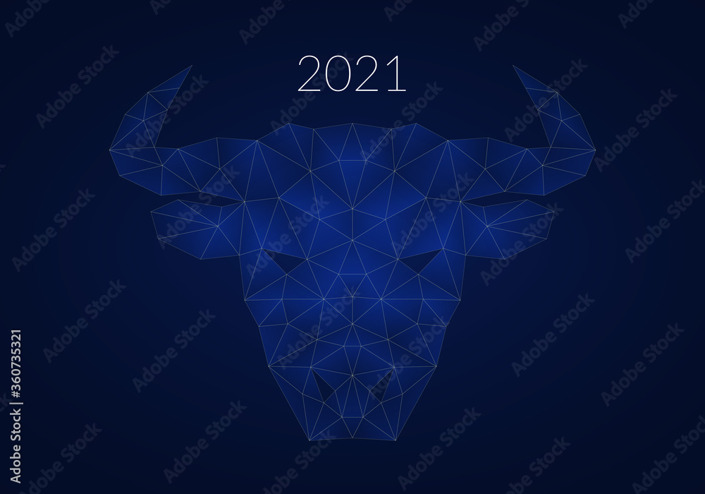 Concept abstract silhouette of the head of a horned bull, symbol of ...