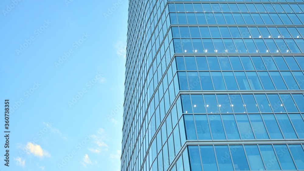 Facade texture of a glass mirrored office building. Fragment of the ...