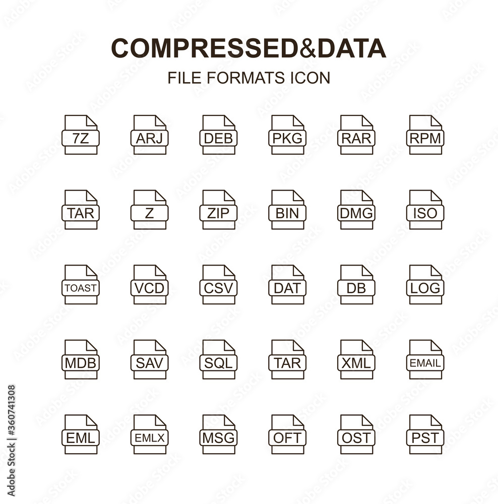 data file formats icon simple and easy designed set Stock Vector ...