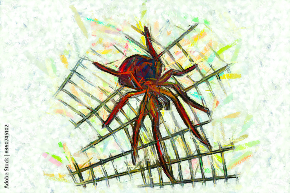 cartoon big spider on white background Stock Illustration | Adobe Stock