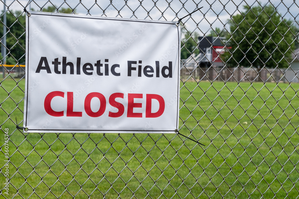 Sign on a Baseball field indicating that it is closed due to Covid 19 ...