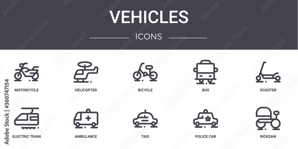 vehicles concept line icons set. contains icons usable for web, logo ...