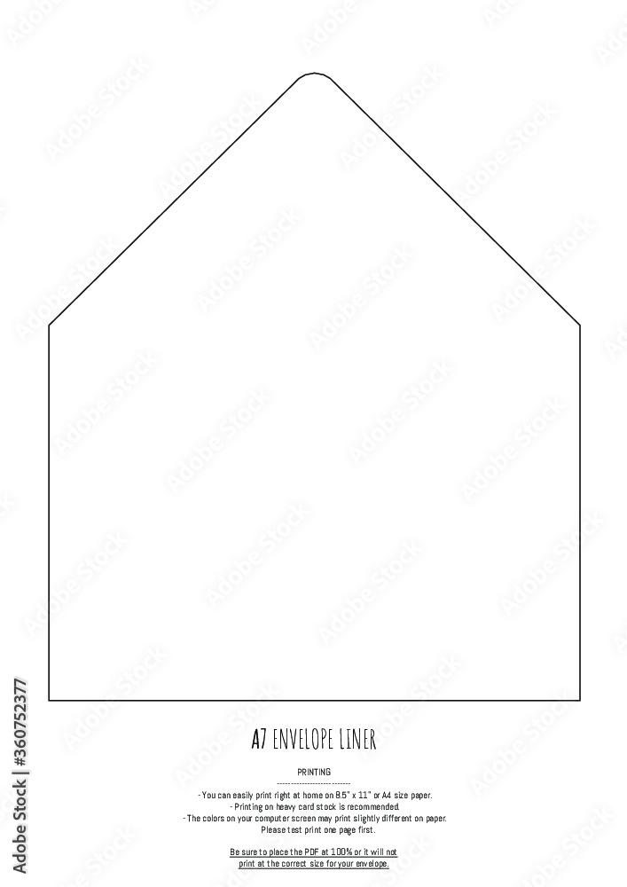 A7 Envelope Liner Template Stock Vector Adobe Stock