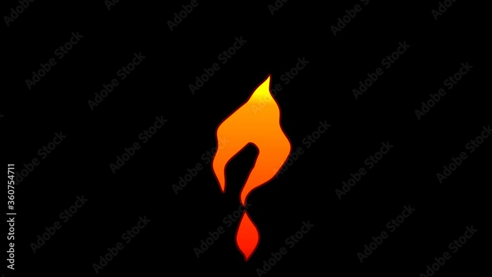 Flat cartoon animated vector flame text typography loop with alpha ...