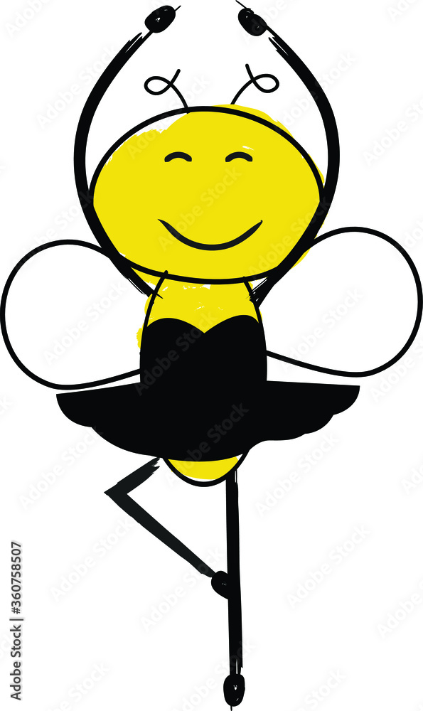 cartoon cute bee dancing in ballet pose as a ballerina Stock Vector ...