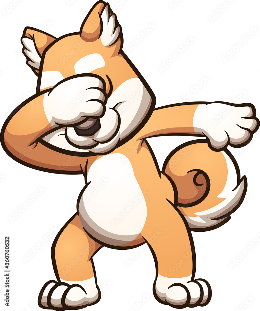Cartoon happy dabbing Shiba dog. Vector clip art illustration with ...