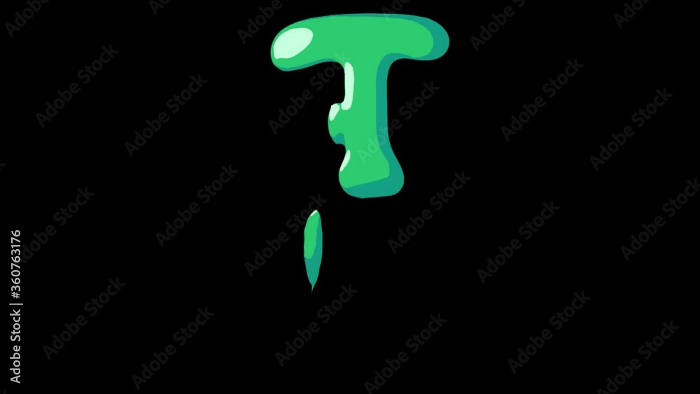 Flat gooey slimy letters typeface cartoon style animation snot flowing ...
