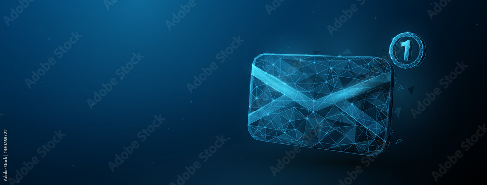 3d Envelope Email, Message Vector Icon. Low Poly Style with Wireframe ...