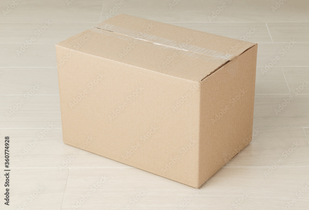 Blank paper cardboard box mockup on the floor, Packaging template ...