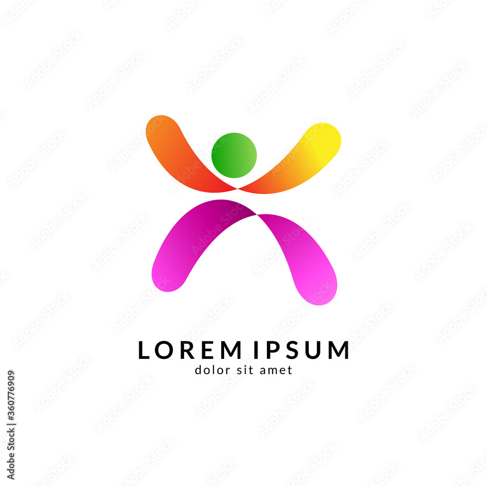 Human Letter X Logo Design. Initial Letter Combination With People Logo ...