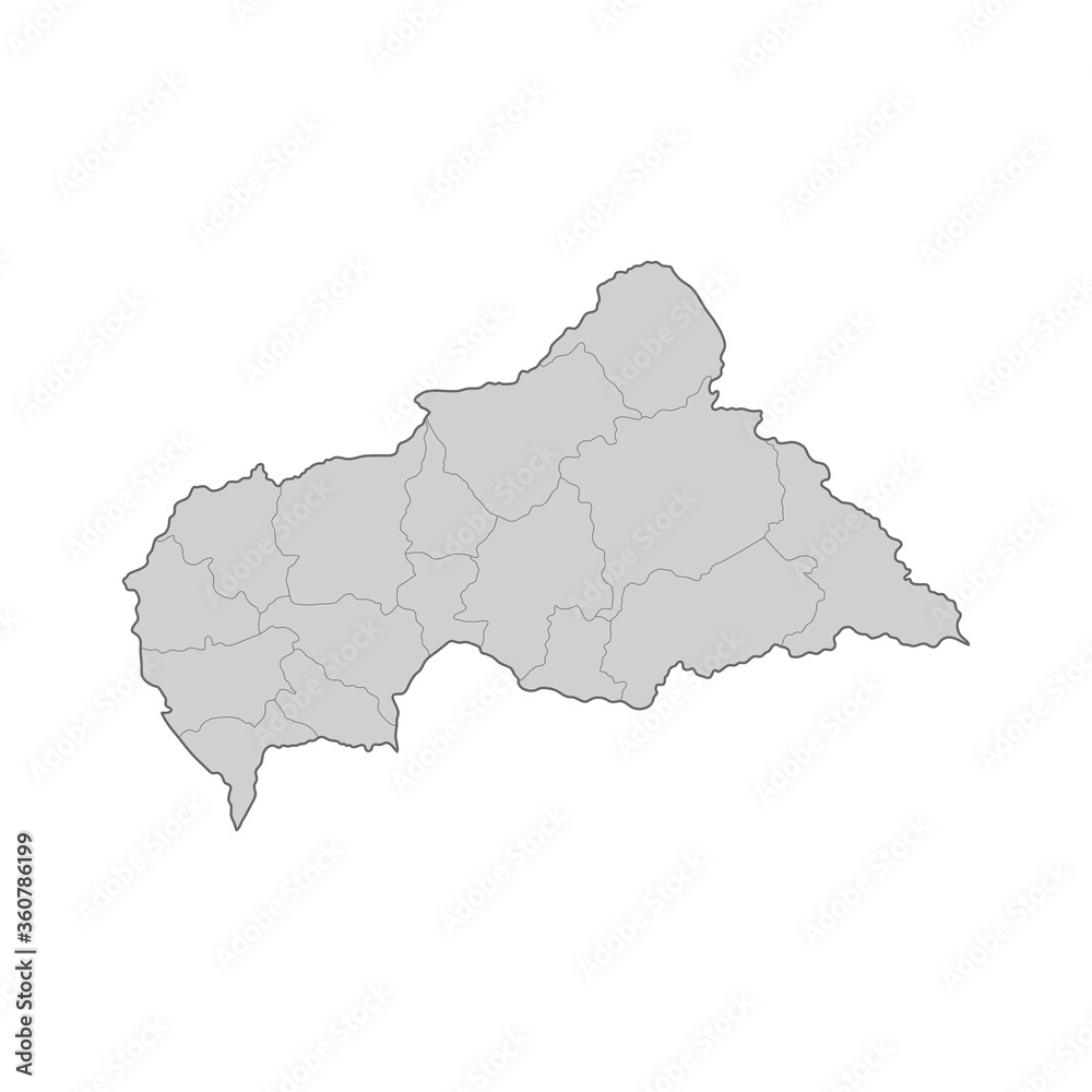 Map of Central African Republic divided to regions. Outline map. Vector ...