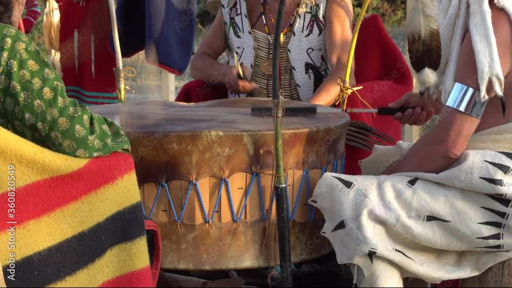 Native American Drum and Dance Performance. Traditional ritual song of ...