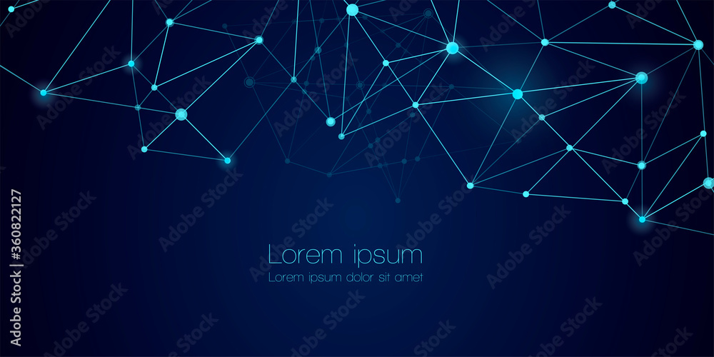 Abstract technology Network nodes Vector background. Connection science and futuristic ...