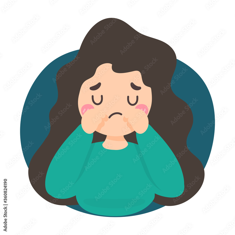 Cartoon woman who is crying and grieving from the disappointment in ...