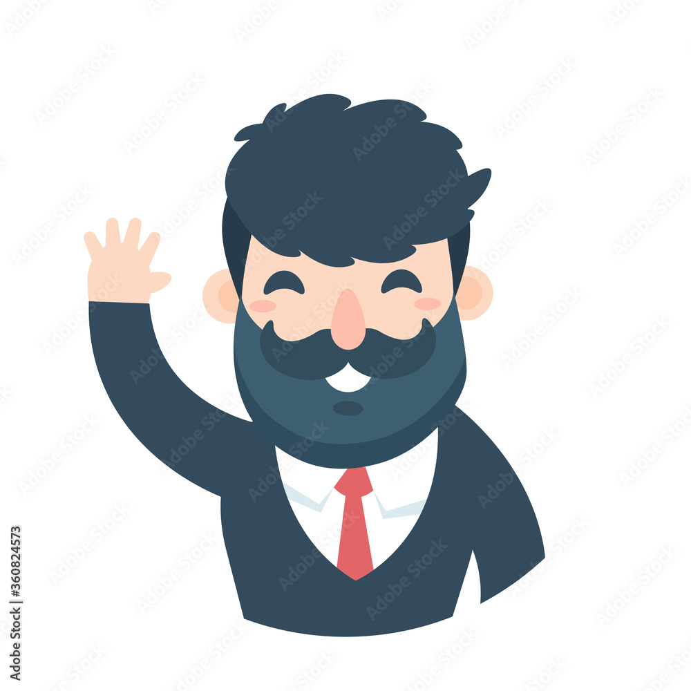 Cartoon company staff wear a suit waving goodbye Stock Vector | Adobe Stock
