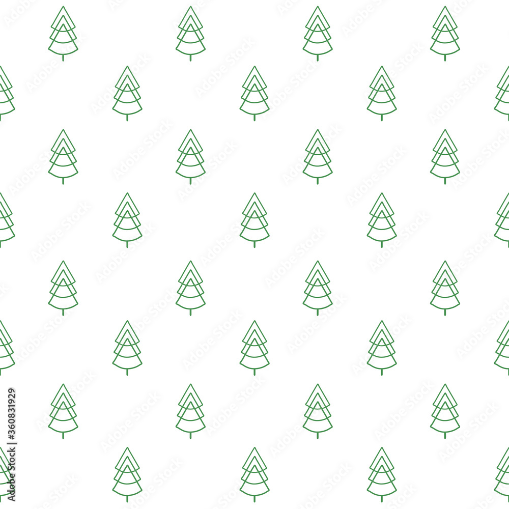 Simple seamless vector pattern with outline trees. Stock Vector | Adobe ...