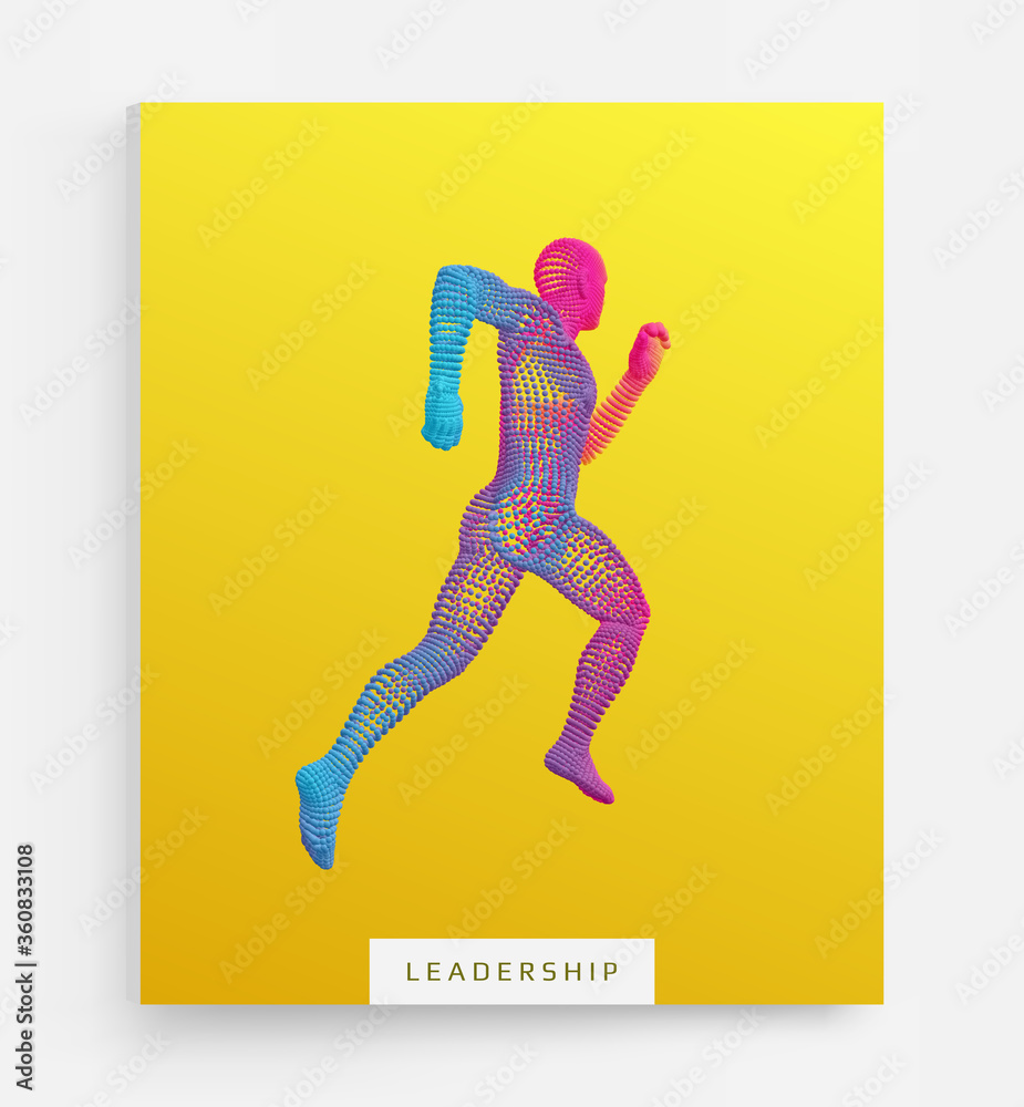 Running man or marathon runner. 3D human body model. Design for sport ...