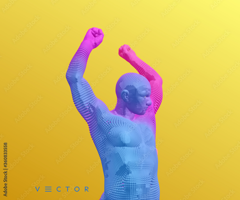 Champion raising both hands in the air as a true winner. Victory and ...