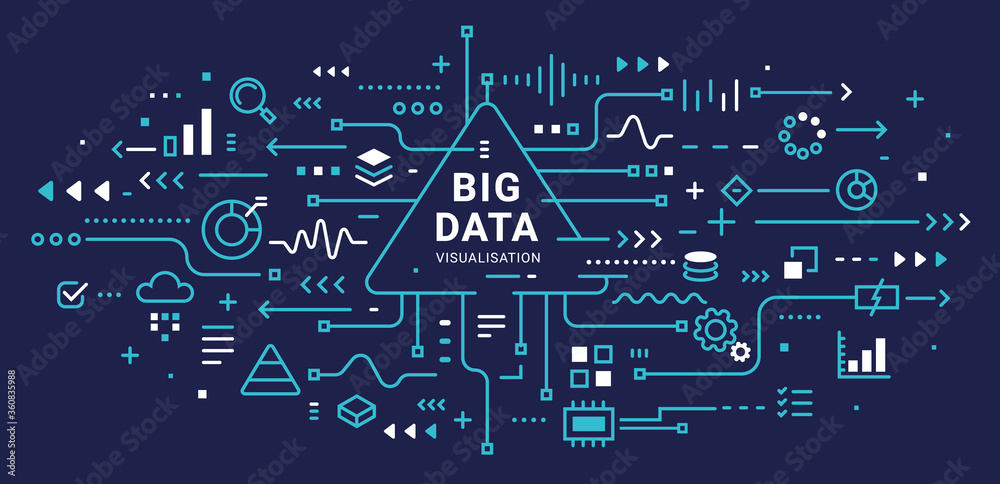Vetor do Stock: Big data visualization connection complex with icon. Vector abstract technology ...