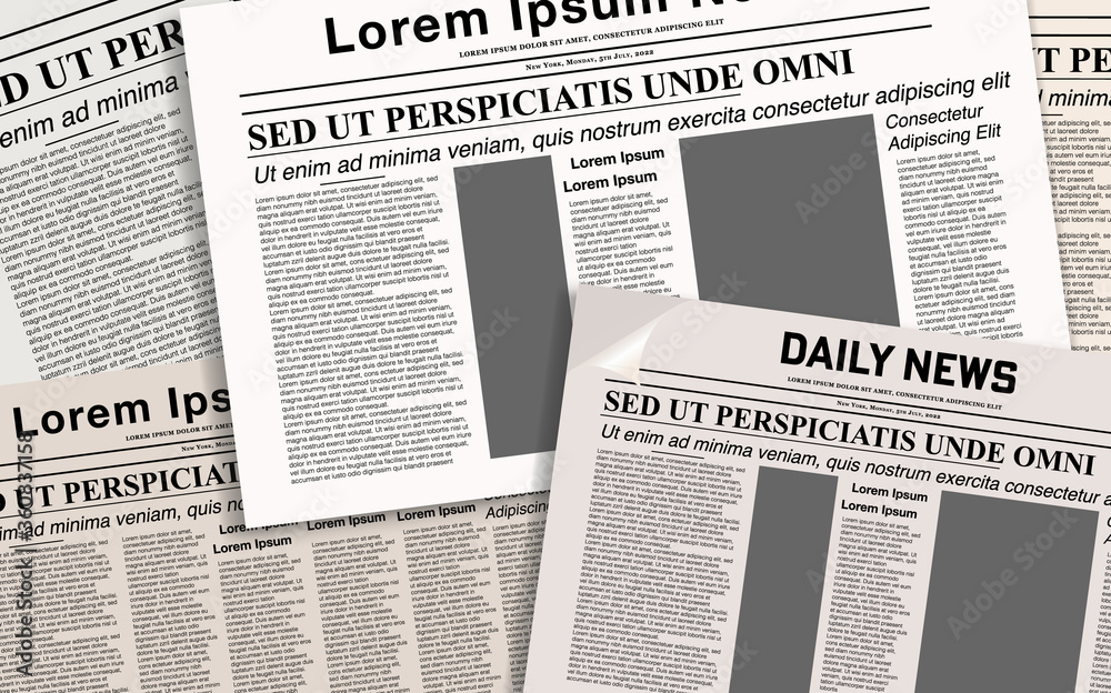 Newspaper set background, vector illustration. Print newspapers ...