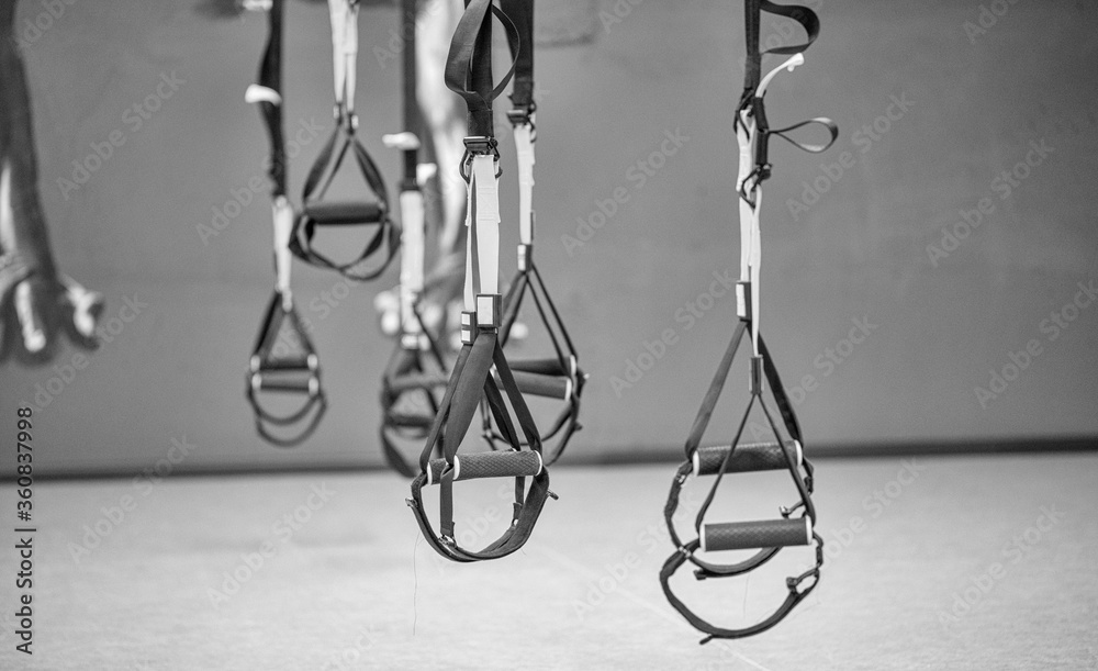 Straps training loop equipment. Black functional training equipment on ...