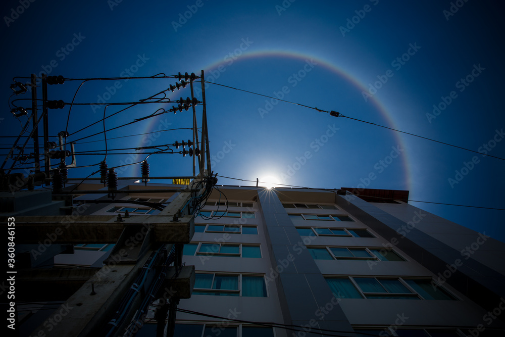 Amazing natural phenomena. Sun halo in Thailand or the sun with a ...