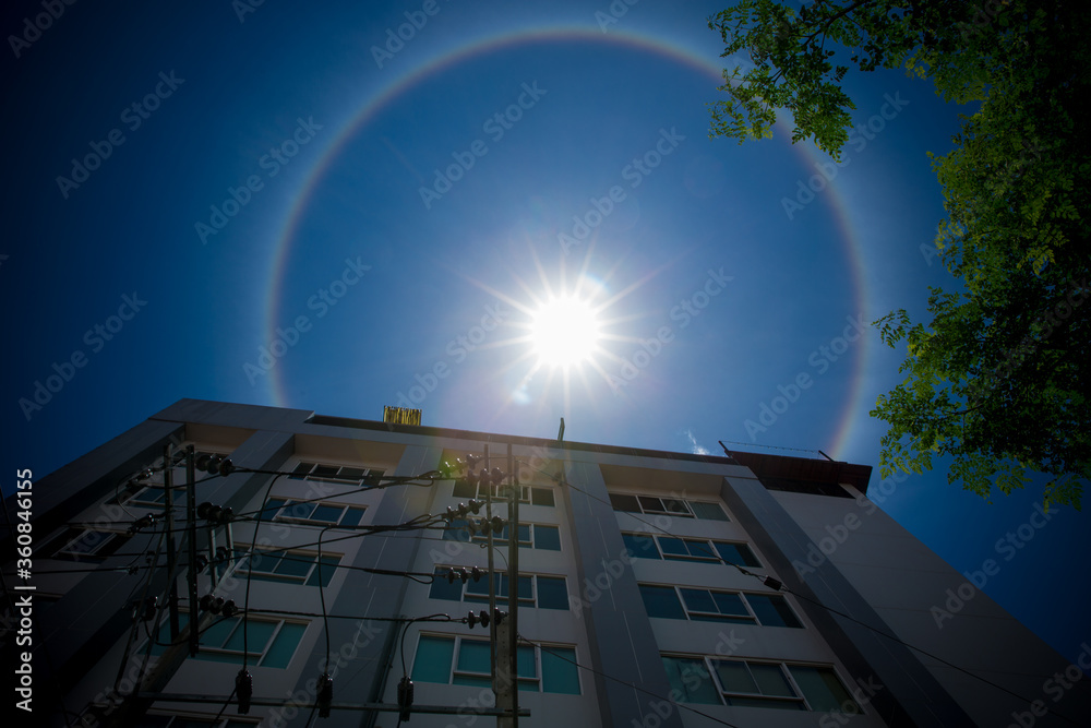 Amazing natural phenomena. Sun halo in Thailand or the sun with a ...