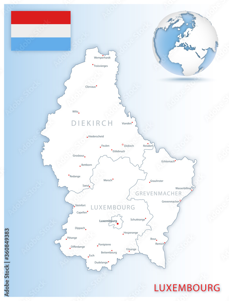 Luxembourg Map Of Country – Luxembourg Carte Pays – YZIP