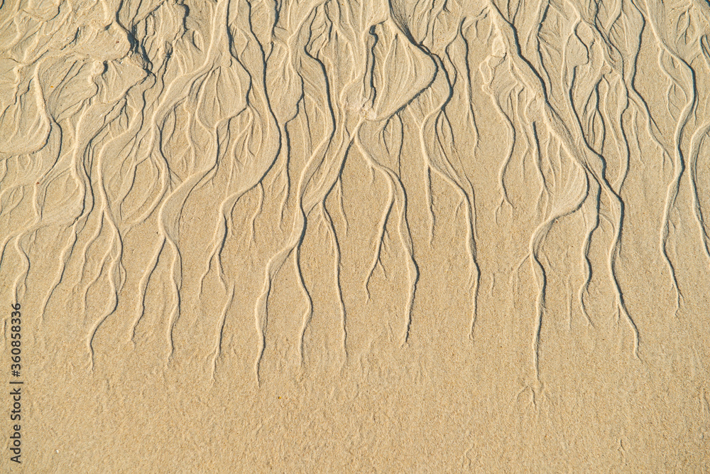 Pattern of sand erosion make beautiful line and curve on the beach ...