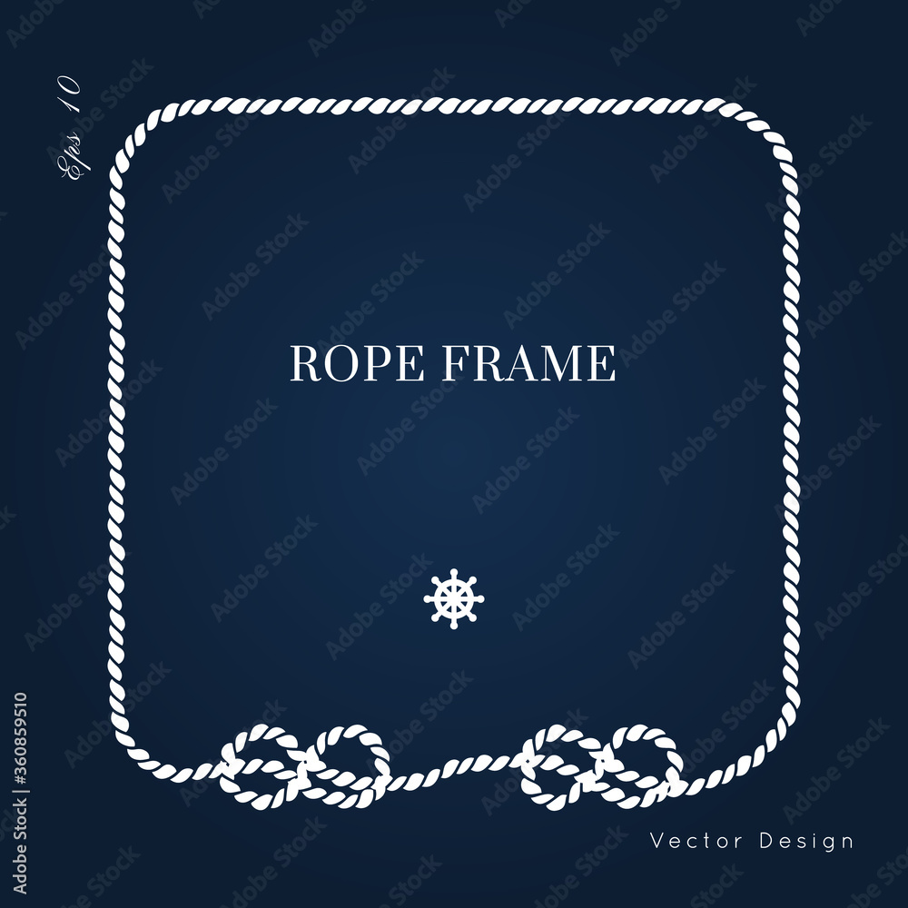 Nautical vector frame. Rope knot border design Stock Vector | Adobe Stock