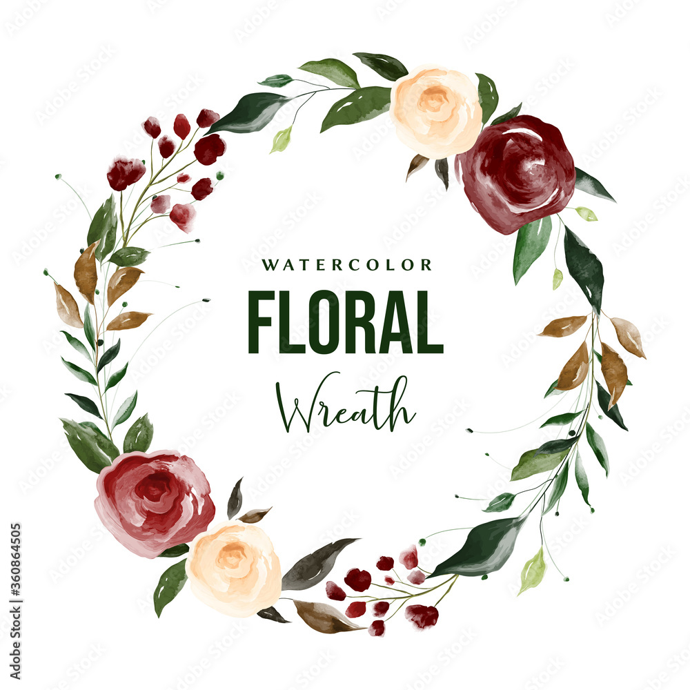 Watercolor Flower Wreath, Floral Wreath Wedding, Flower Wreath Clipart ...
