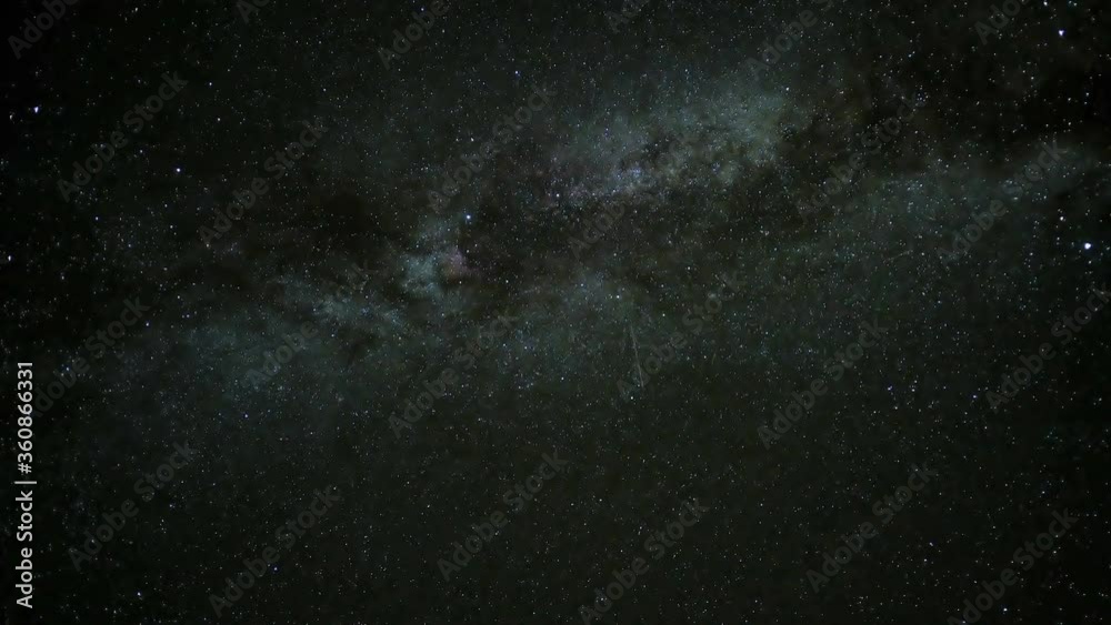Milky way galaxy motion with falling blinking stars on night starry sky ...